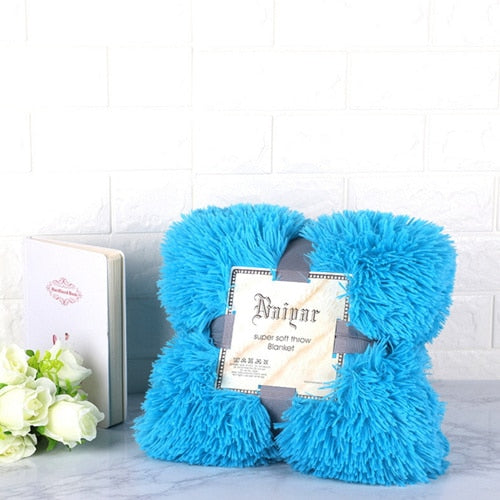 Therapeutic Turquoise Fluffy Velvet Fleece Throw Blanket - Cot to Quee ...
